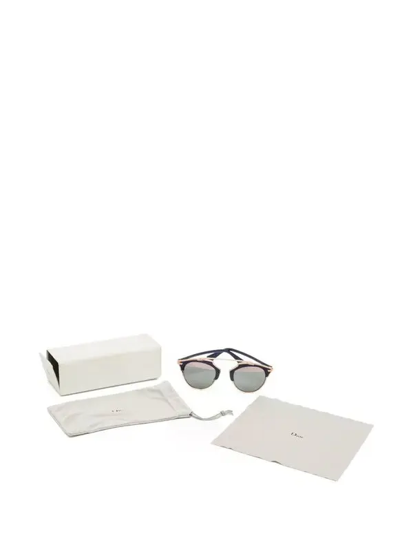 Dior Soreal1 Round Frame Sunglasses With Gold-tone Hardware - Blue