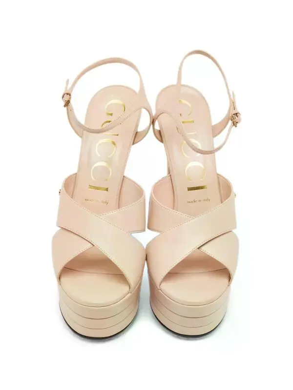 Gucci Angel Leather Platform Sandals