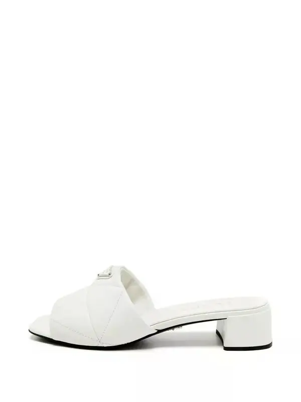 Prada Quilted Triangle Logo Slide Sandals