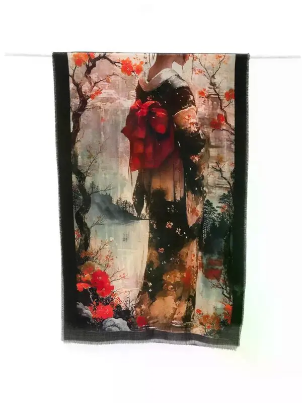 D'ANIELLO Graphic-print Frayed Scarf