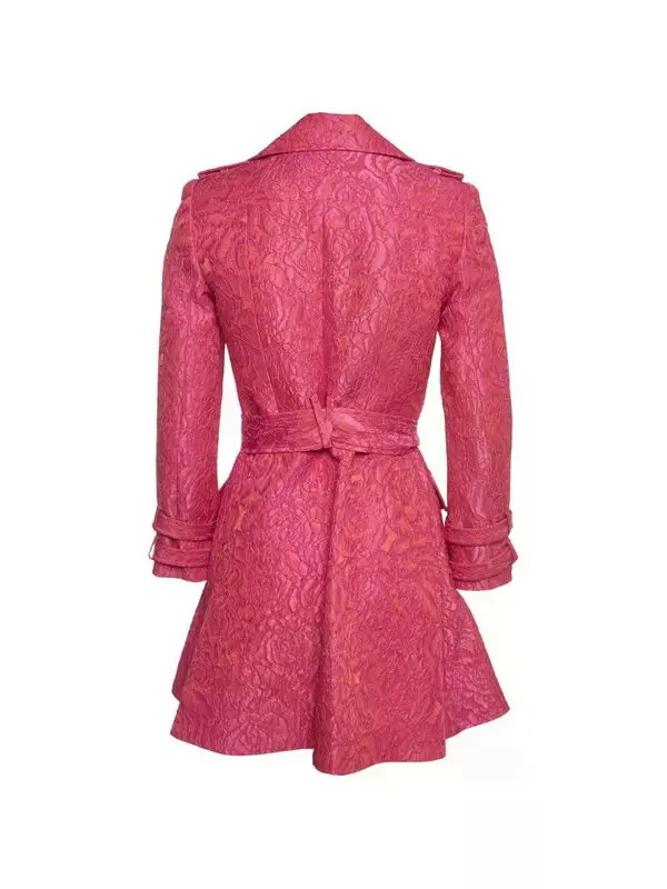 Alice + Olivia Floral Jacquard Belted Trench Coat - Pink