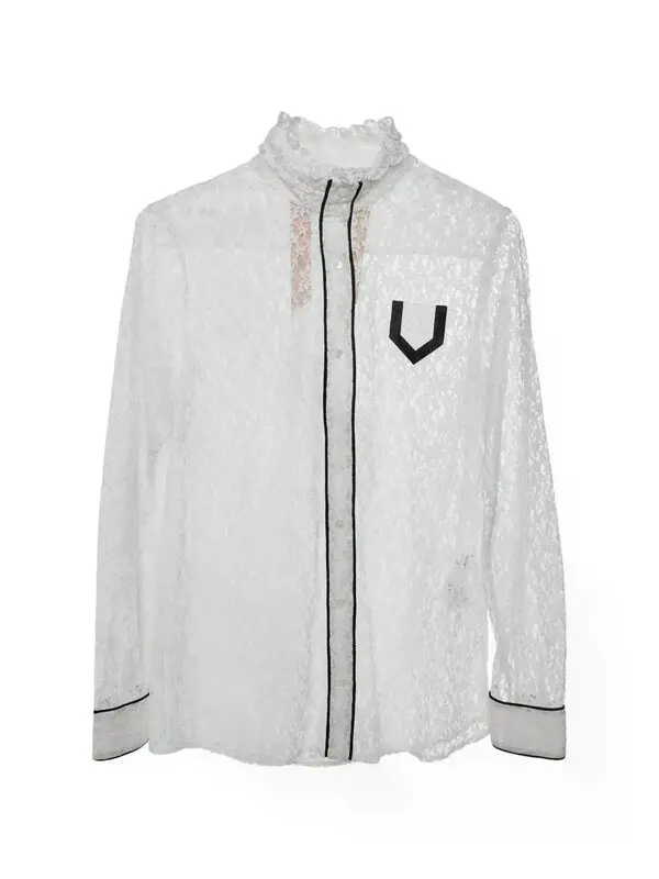 Prada Floral-lace Contrast-trim Shirt