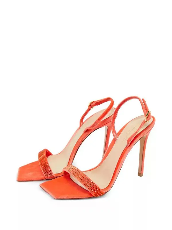 GIANVITO ROSSI Britney Crystal-embellished Velvet Sandals - Red
