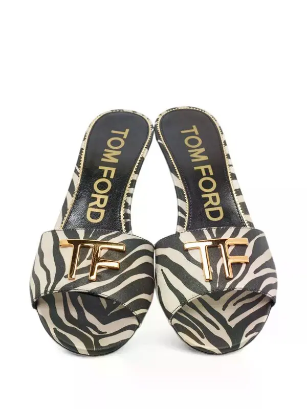 TOM FORD Zebra Print Open Toe Kitten Heel Sandals