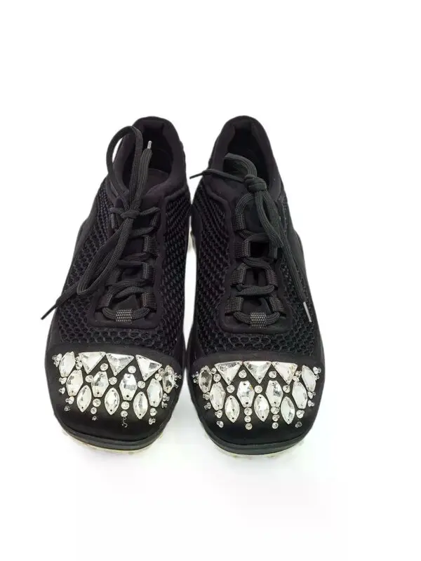 Miu Miu Crystal-embellished Mesh Sneakers