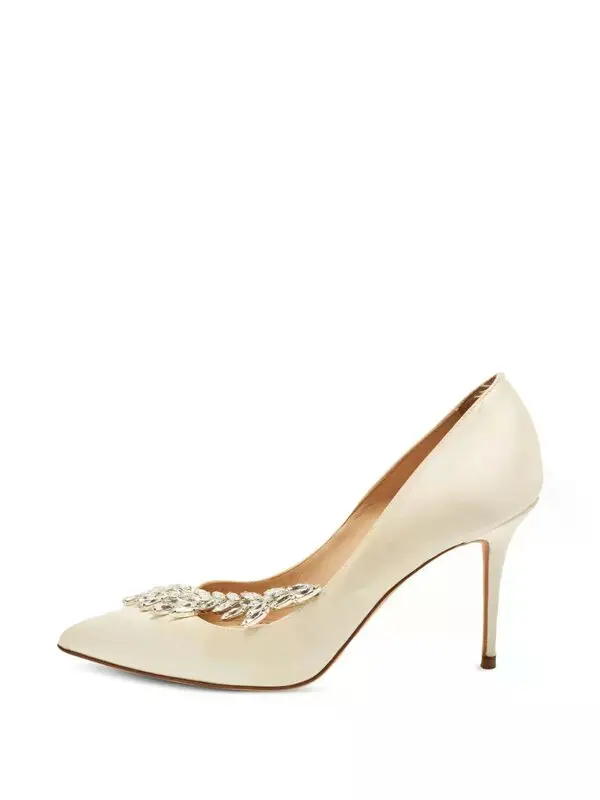 Manolo Blahnik Nadira Crystal Embellished Pumps - Neutrals