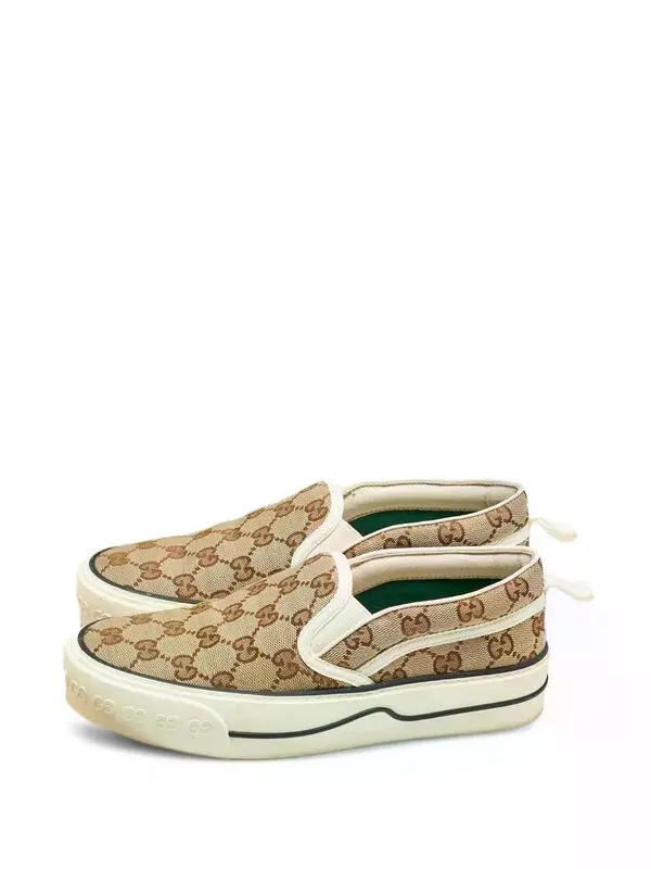 Gucci 1977 Logo-print Gg Supreme Canvas Slip-on Sneakers - Neutrals