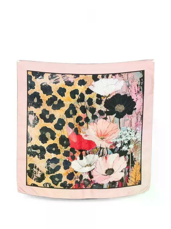 D'ANIELLO Floral Leopard-print Scarf - Pink