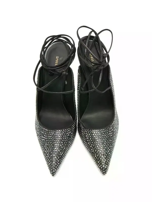 LE SILLA Embellished Stiletto Pumps With Ankle Ties - Black