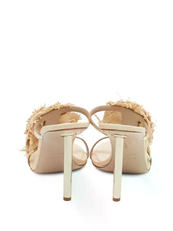 LE SILLA Rose Appliqué Raffia Stiletto Sandals