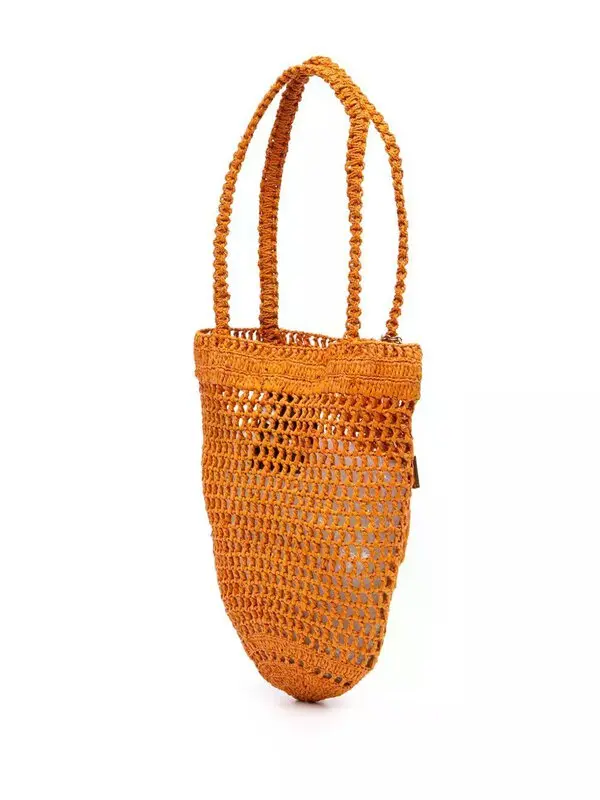Chloé 2025 Small Raffia Embroidered Logo Summer Banana Tote Bag
