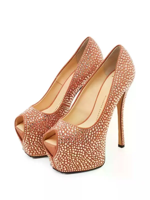 GIUSEPPE ZANOTTI Liza Crystal Embellished Peep-toe Platform Pumps
