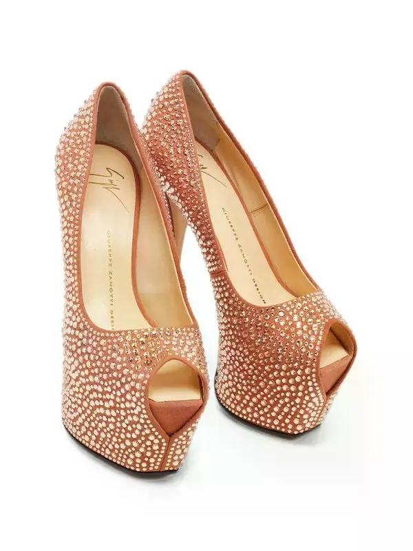 GIUSEPPE ZANOTTI Liza Crystal Embellished Peep-toe Platform Pumps