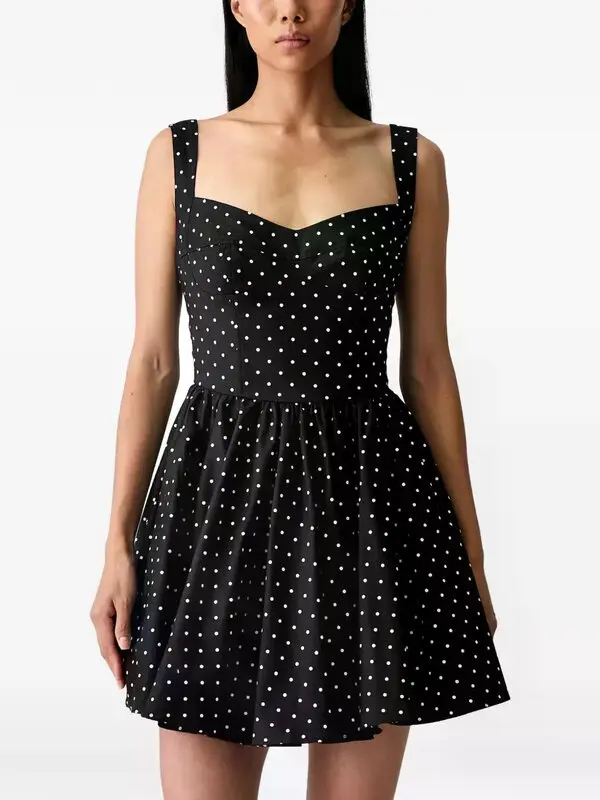 Bardot Coletta Polka-dot Pattern Bow-detail Mini Dress - Black