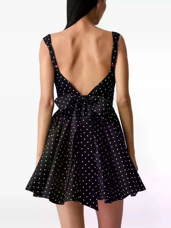 Bardot Coletta Polka-dot Pattern Bow-detail Mini Dress