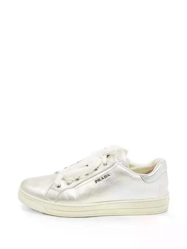 Prada Metallic-effect Lace-up Sneakers