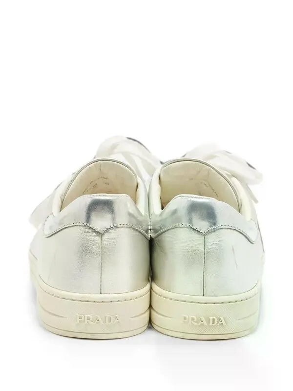 Prada Metallic-effect Lace-up Sneakers