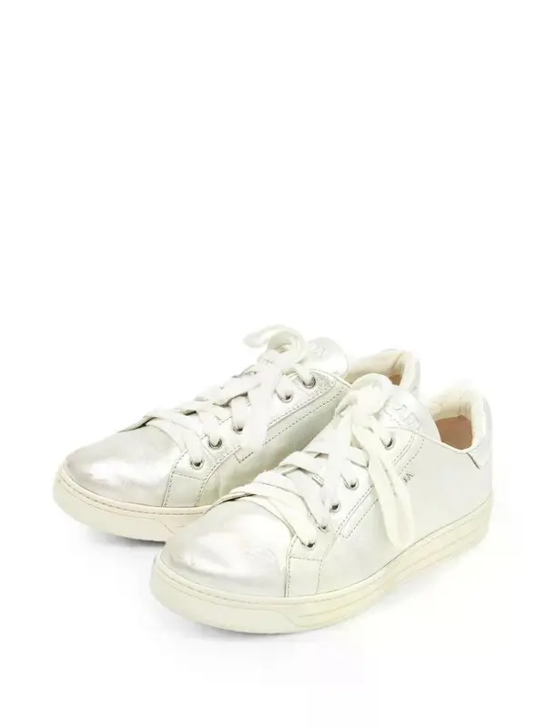 Prada Metallic-effect Lace-up Sneakers