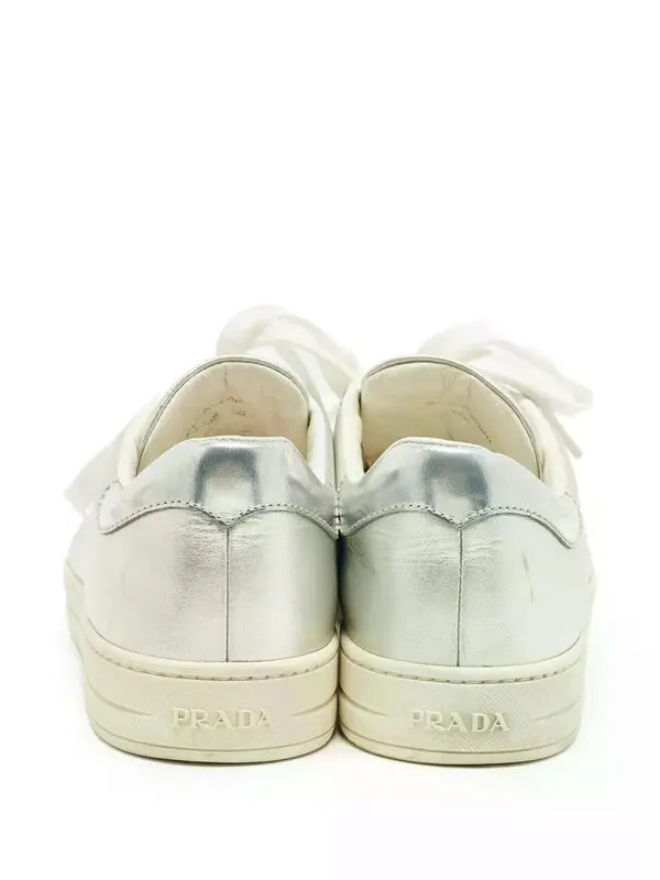 Prada Tone Metallic Leather Lace-up Sneakers