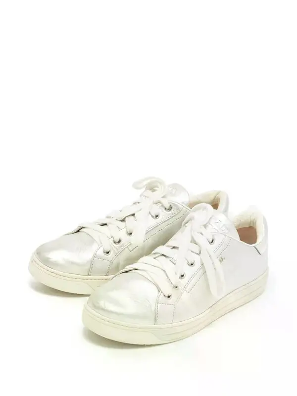 Prada Tone Metallic Leather Lace-up Sneakers