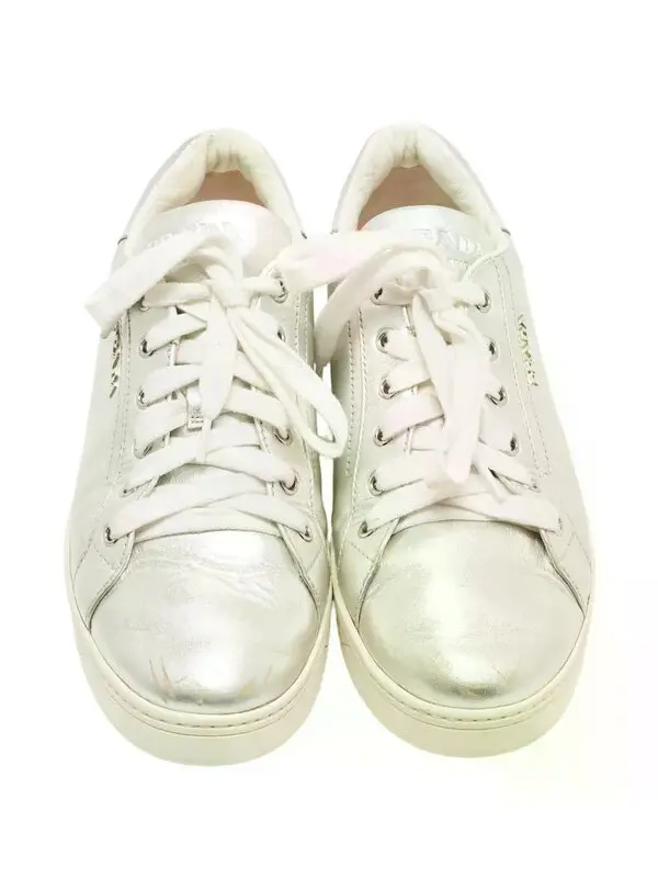 Prada Tone Metallic Leather Lace-up Sneakers