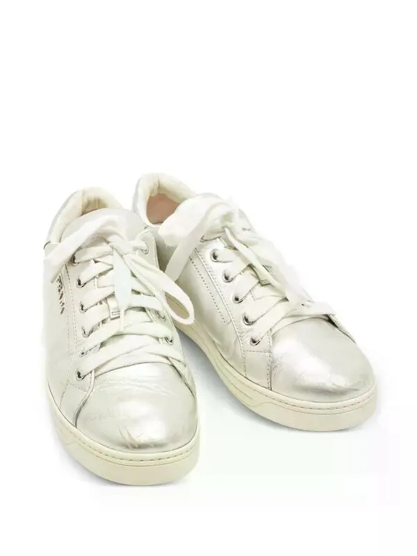 Prada Tone Metallic Leather Lace-up Sneakers