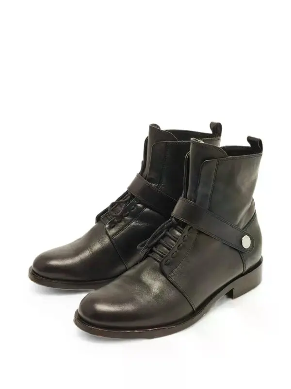 Fendi Buckled Lace-up Combat Boots