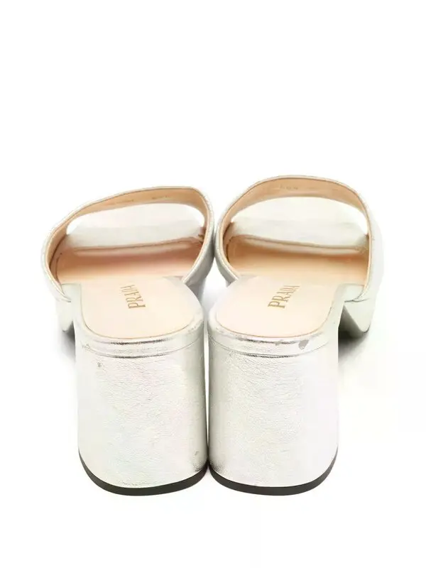 Prada Tone Leather Platform Block Heel Sandals