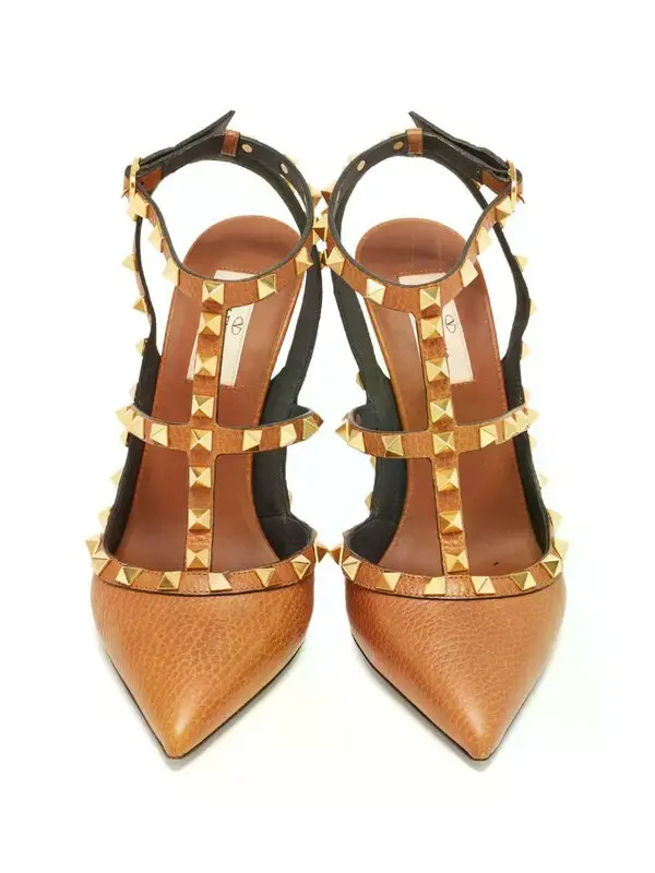 Valentino Garavani Rockstud Ankle Strap Pumps - Brown