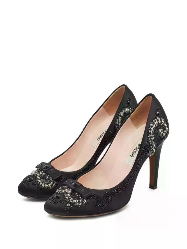 Moschino Embellished Satin Heeled Pumps