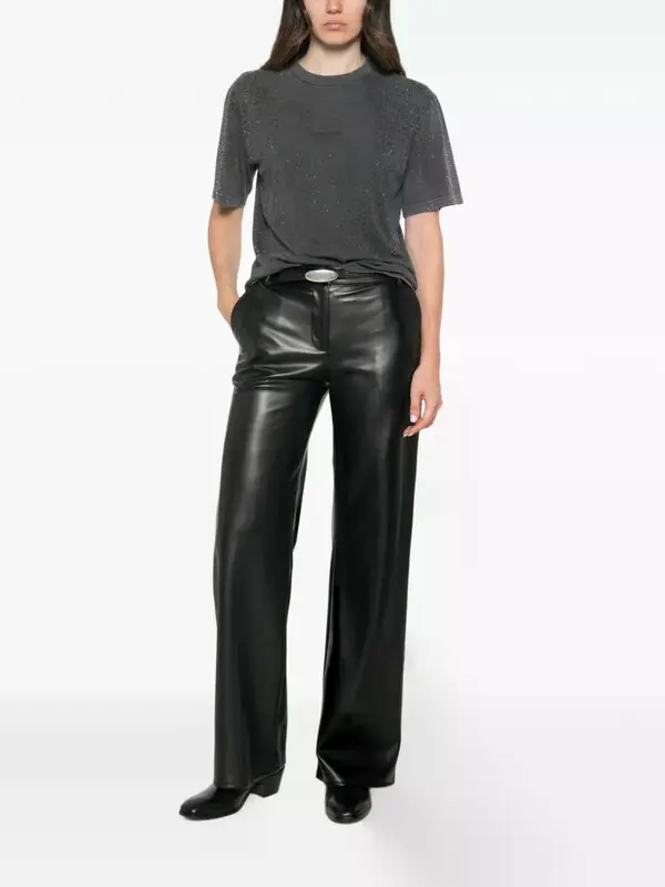 Patrizia Pepe Rhinestone-embellished Acid-wash T-shirt - Grey