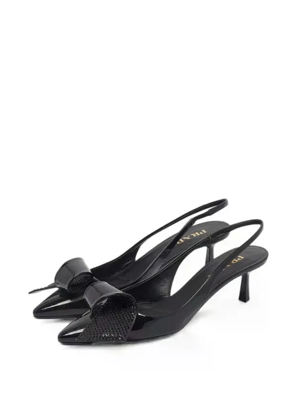 Prada Bow-detail Pointed-toe Slingback Heeled Pumps