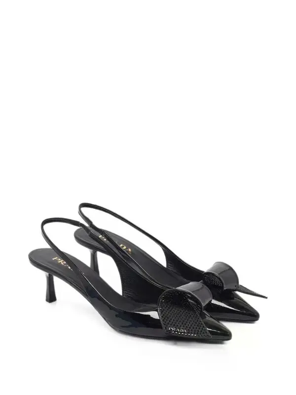 Prada Bow-detail Pointed-toe Slingback Heeled Pumps