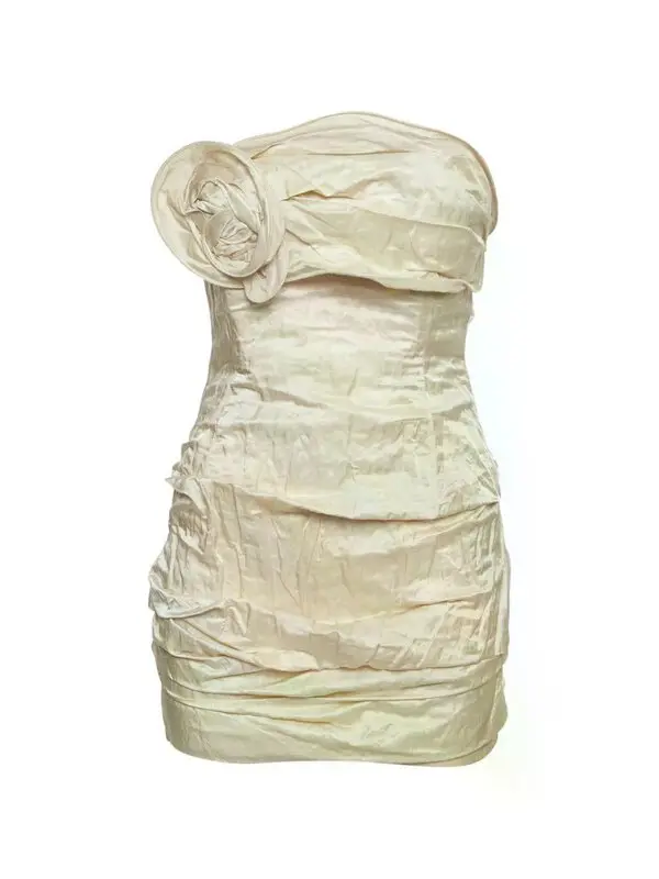 Magda Butrym 2025 Floral-appliqué Strapless Mini Dress - Neutrals