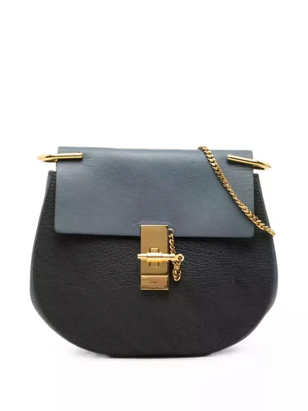 Chloé 2015 Small Bicolor Smooth And Grained Calfskin Drew Crossbody Bag - Blue