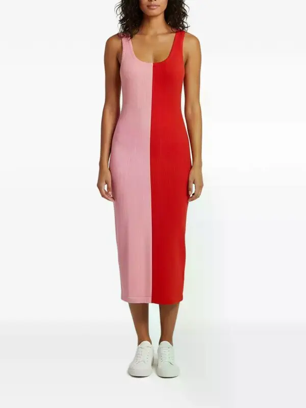 Ronny Kobo Two-tone Sleeveless Midi Dress - Red