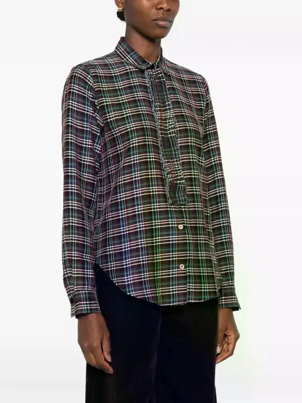 FORTE_FORTE Ruffled-trim Tartan-print Shirt