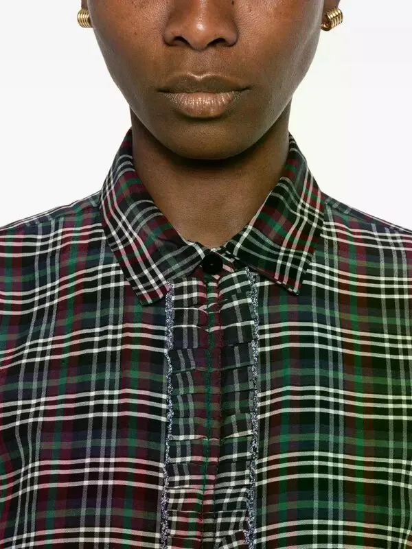 FORTE_FORTE Ruffled-trim Tartan-print Shirt