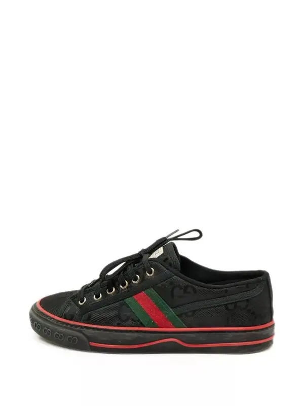 Gucci Tennis 1977 Lace-up Sneakers With Monogram Pattern And Web Stripe