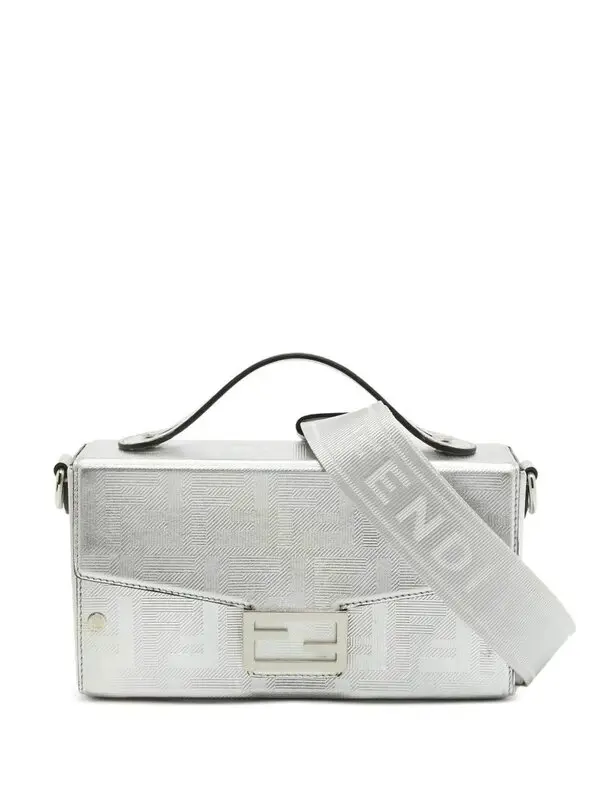 Fendi Zucca Embossed Baguette Crossbody Bag - Silver