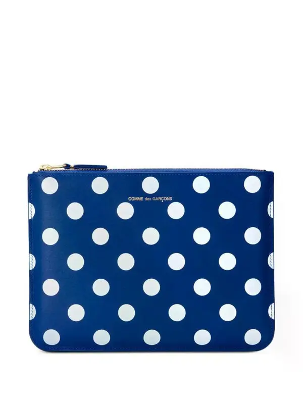 Comme Des Garçons Polka-dot-print Zip Pouch - Blue