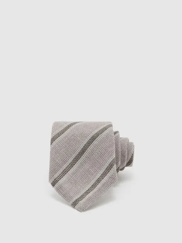 REISS Cucire Wool Striped Neck Tie