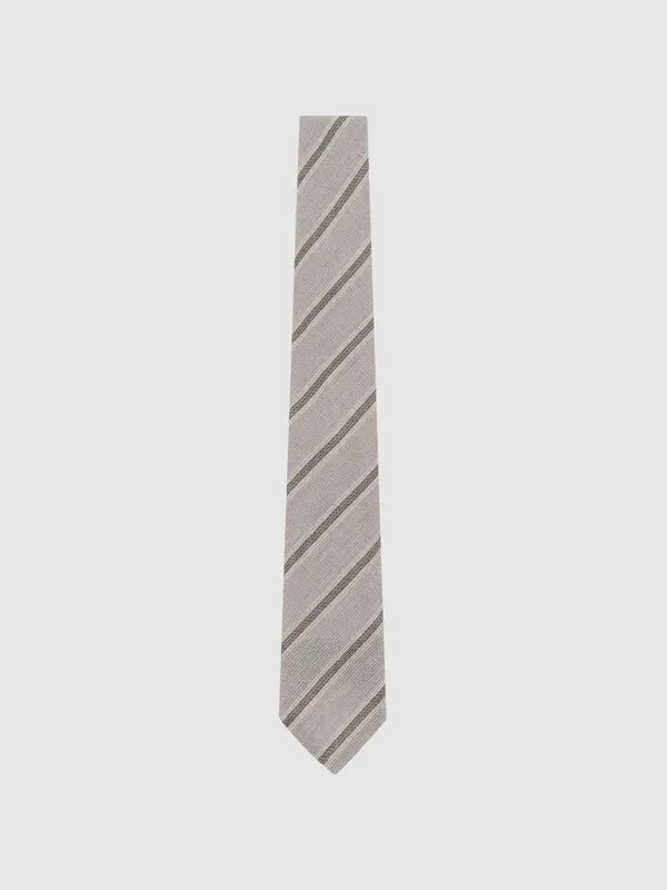 REISS Cucire Wool Striped Neck Tie