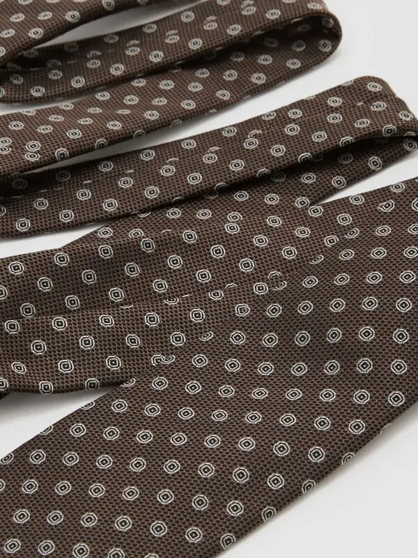 REISS Silk-blend Woven Oval Micro Medallion Tie