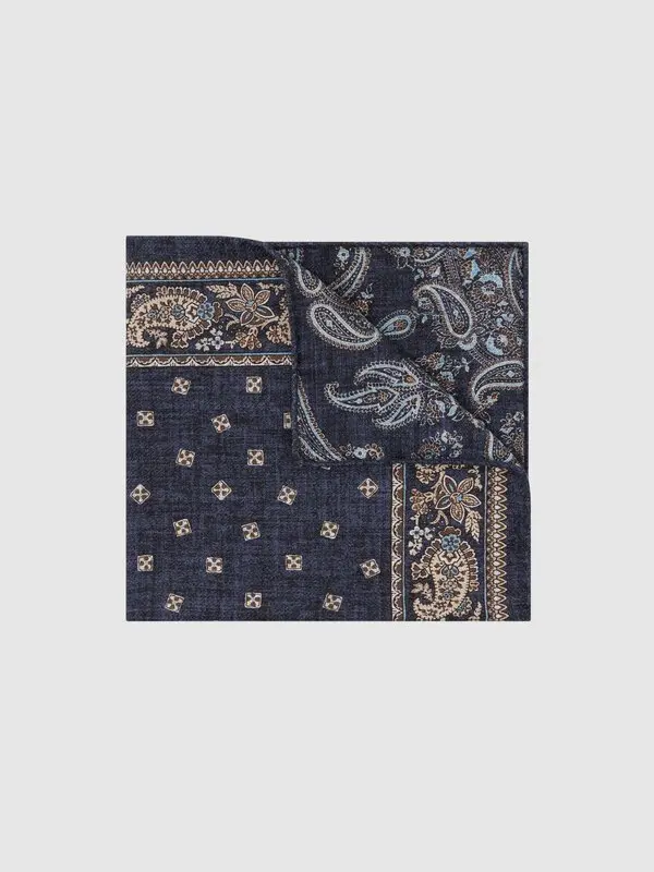 REISS Silk Square-medallion Paisley Pocket Square