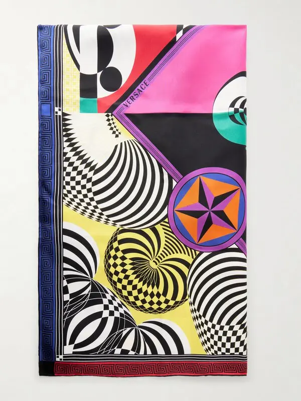 Versace Medusa Collage Print Silk Foulard