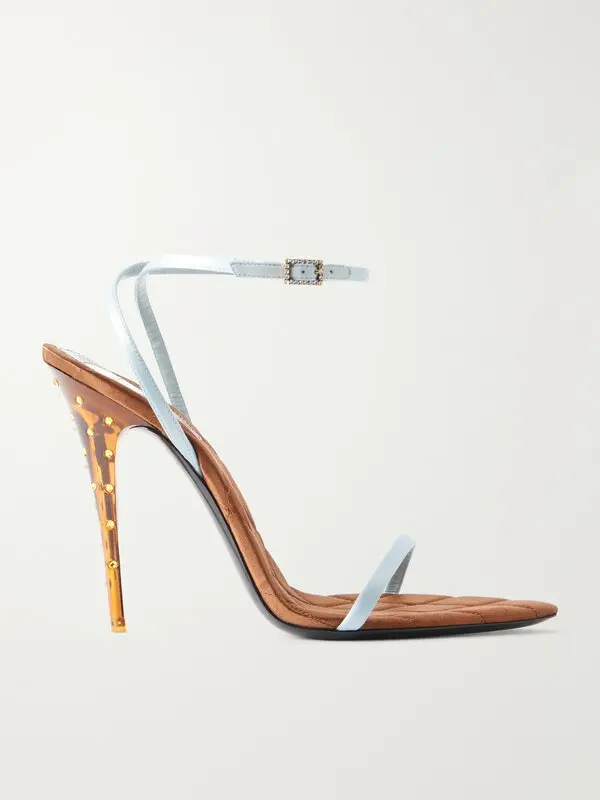 Saint Laurent Ivresse 110 Crystal-embellished Satin Sandals - Multi