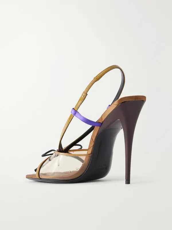 Saint Laurent Jean Leather And Satin-trimmed Tpu Sandals - Green