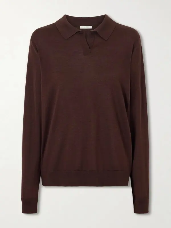 THE ROW Pauli Wool And Silk-blend Polo Shirt