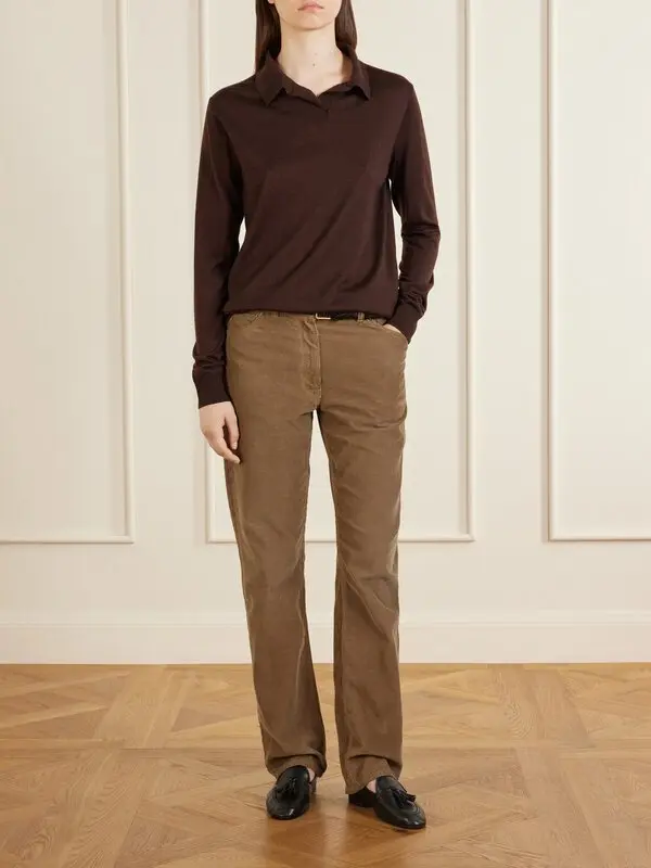 THE ROW Pauli Wool And Silk-blend Polo Shirt